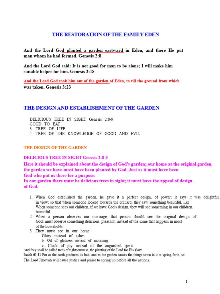 Restoring the Family Garden of Eden | PDF | Garden Of Eden | Adam