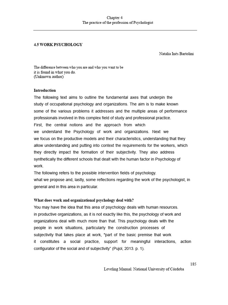 Understanding Work Psychology Basics | PDF | Industrial And ...