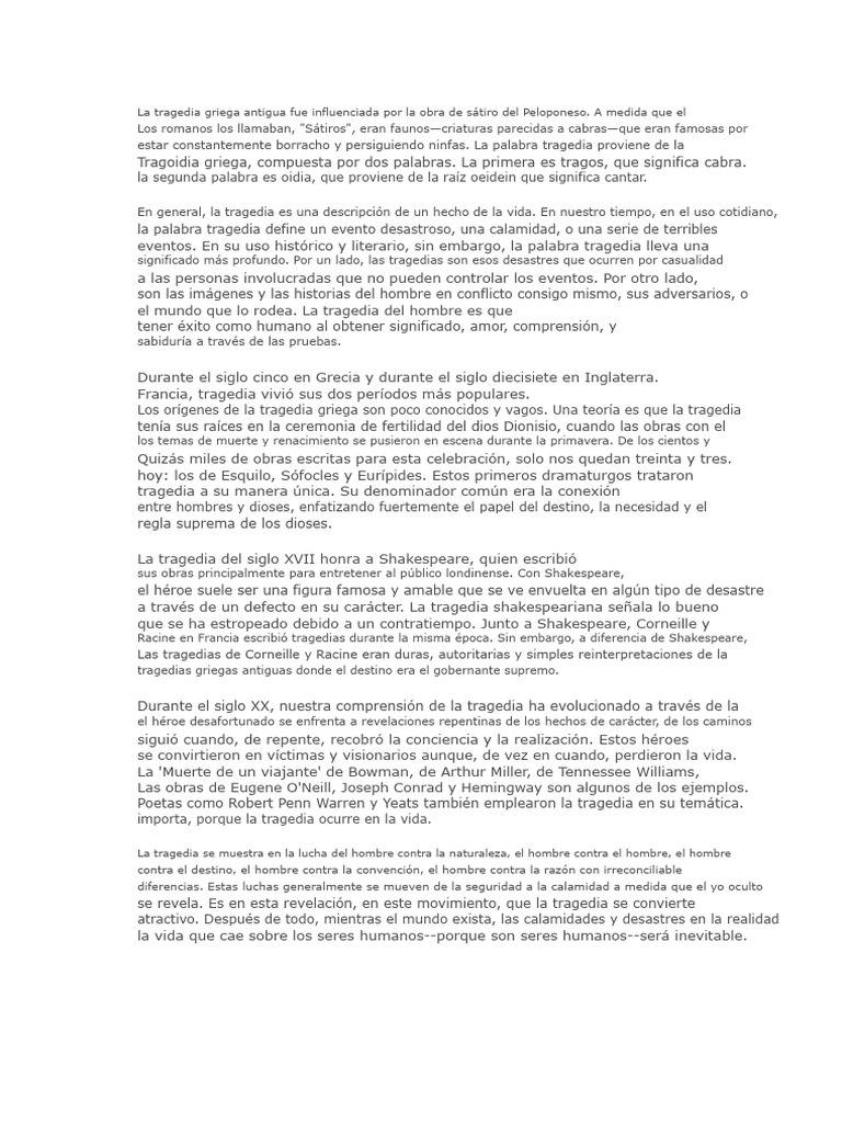 Historia de La Tragedia | PDF | Tragedia | Tragedia griega