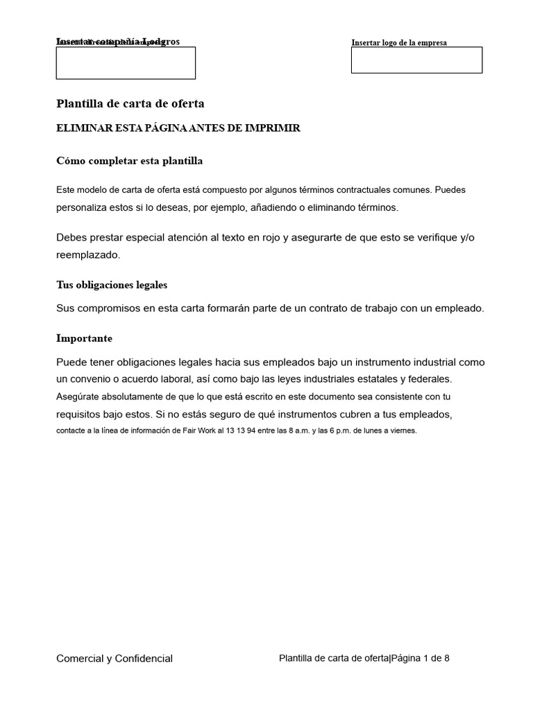 Plantilla de carta de oferta laboral | PDF | Salario | Derecho laboral