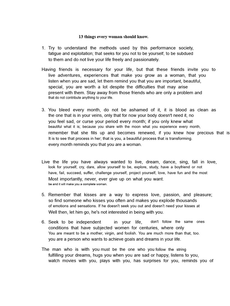 13 Things Every Woman Should Know | PDF