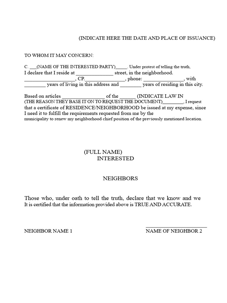 Residence Proof Request Template | PDF