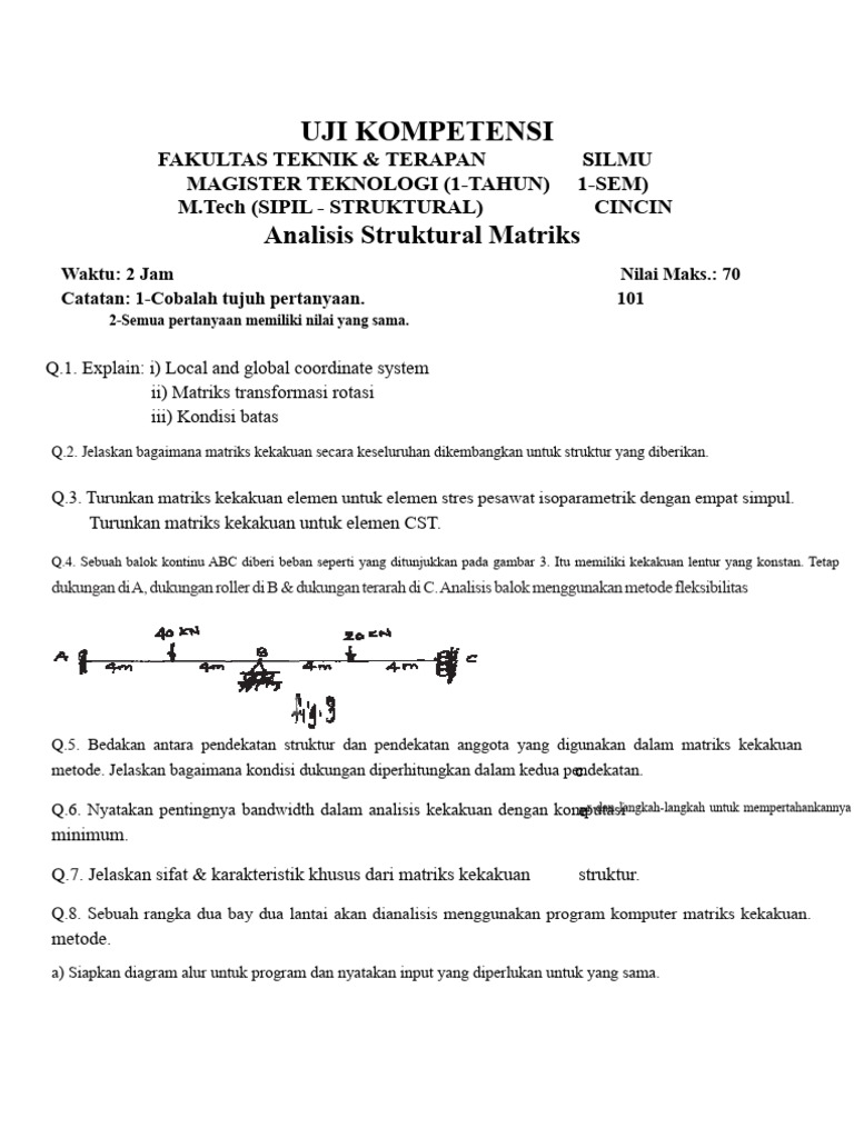Analisis Struktur Matriks Kertas Mtech 1 | PDF