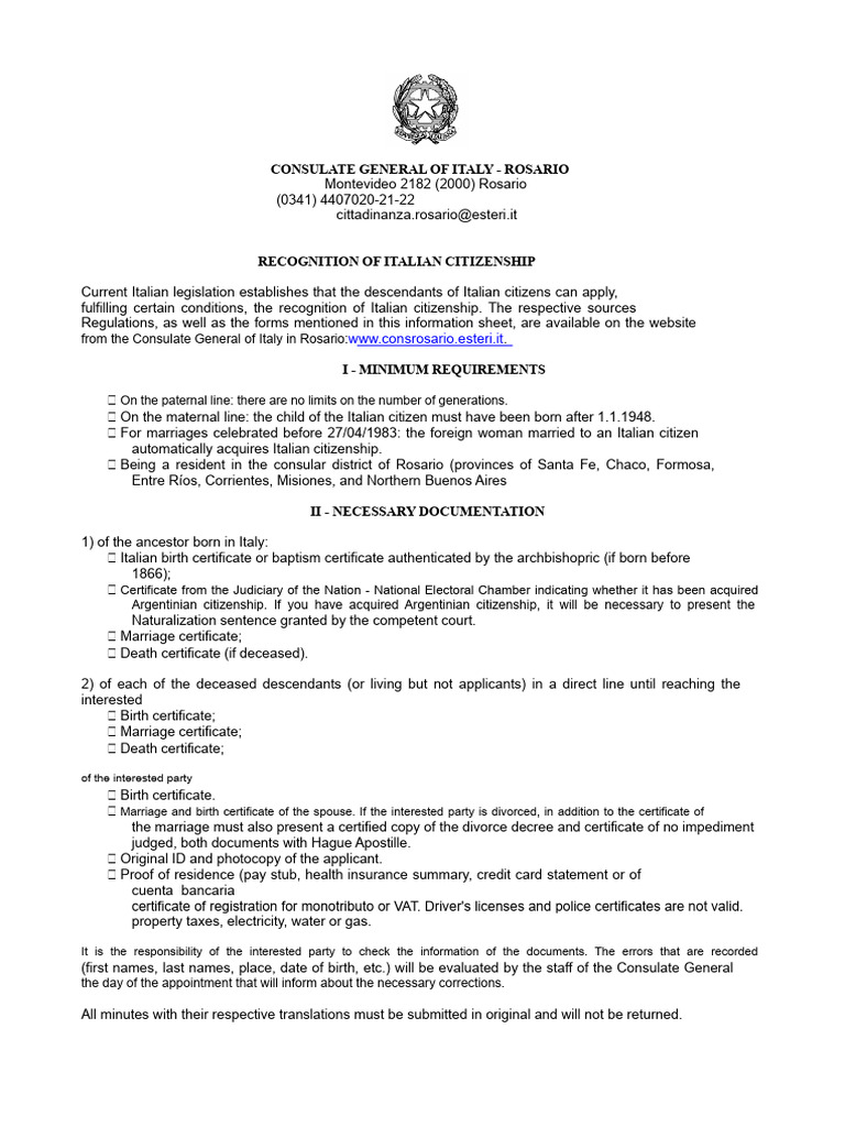 Italian Citizenship Application Guide | PDF | Birth Certificate ...
