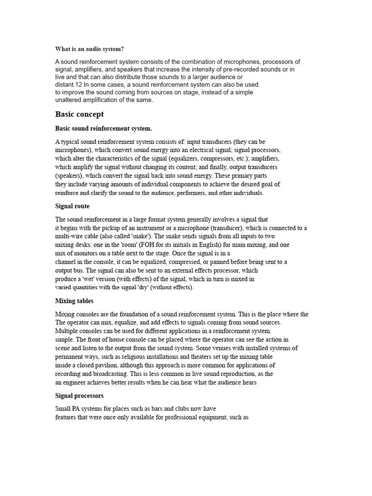 Understanding Sound Reinforcement Systems | PDF | Amplifier ...