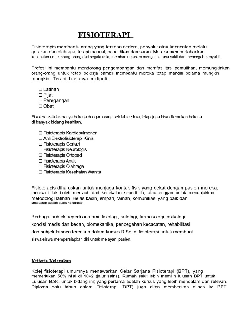 Panduan Lengkap Fisioterapi dan Psikologi | PDF