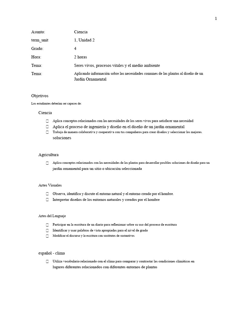 Lección de Ciencia Integrada - Calificación Final - 4º Grado | PDF | Diseño | Rúbrica (Académica)