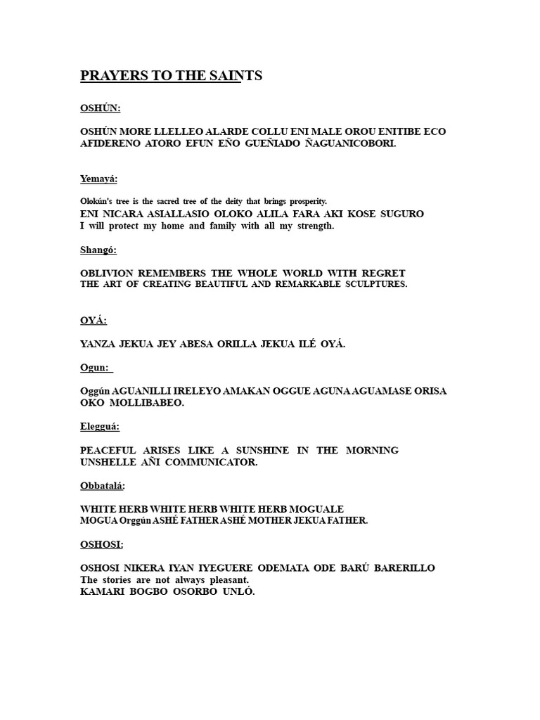 Prayers To The Saints | PDF