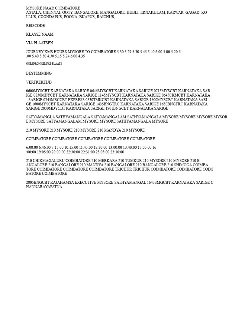 Mysore KSRTC BUS Schema | PDF