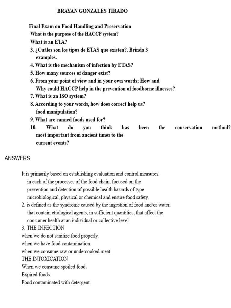 Food Safety and Preservation Exam Insights | PDF | Food Preservation ...