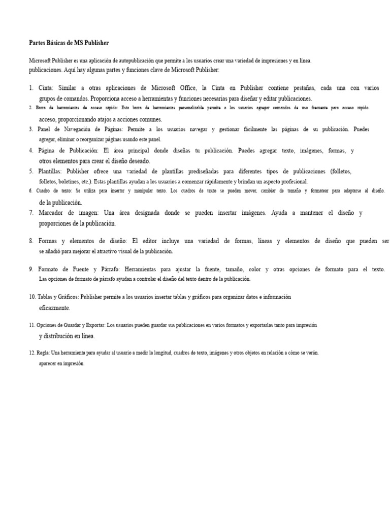 Partes de Microsoft Publisher | PDF | Microsoft | Diseño