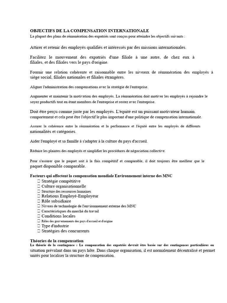 Objectifs et défis de la compensation internationale | PDF | Gestion ...