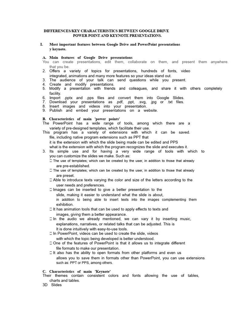 Google Drive vs. Keynote vs. PowerPoint | PDF | Microsoft Power Point ...