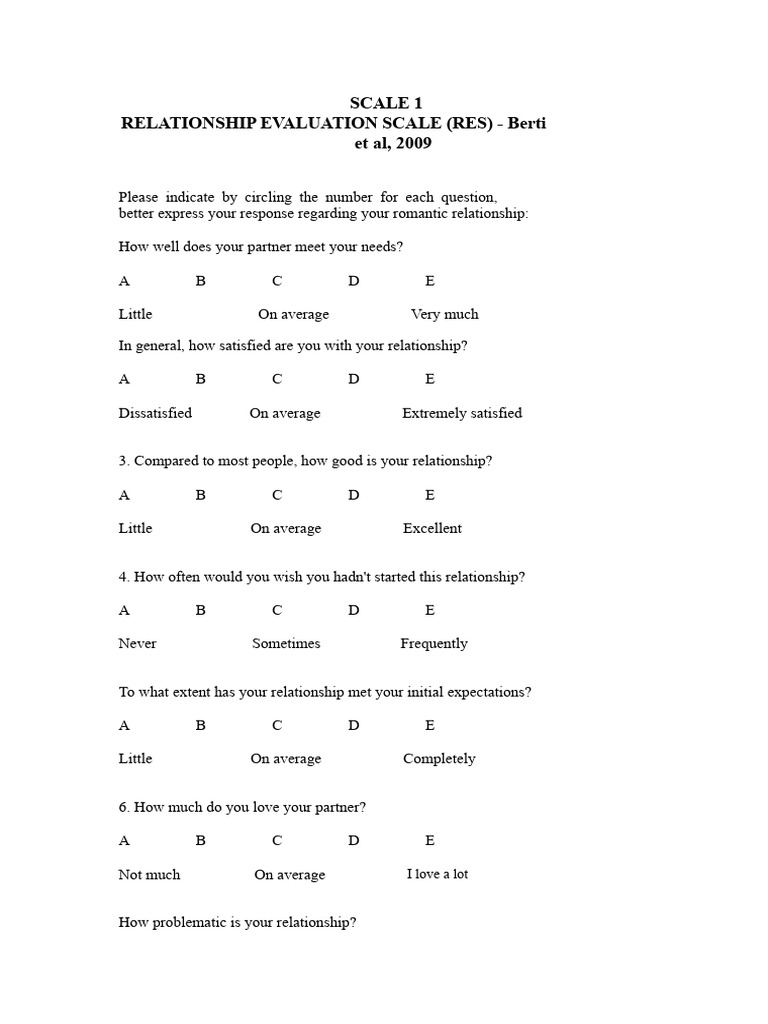 Relationship Evaluation Scale (RES) | PDF