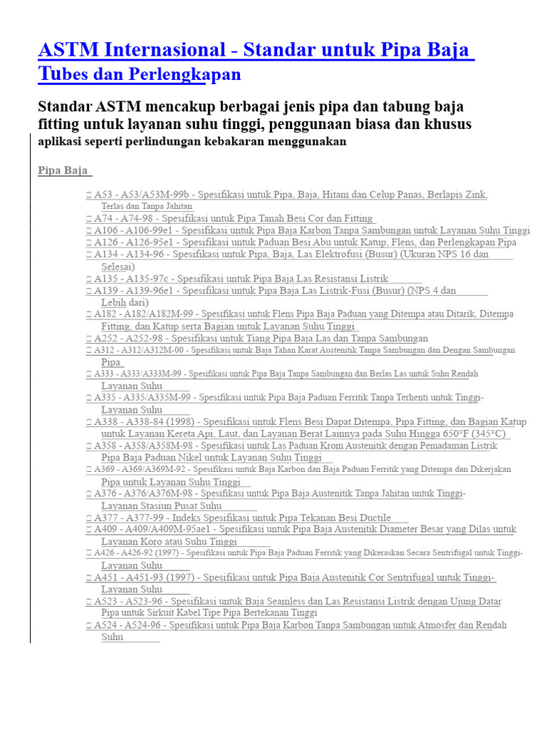 Standar ASTM untuk Pipa dan Fitting Baja | PDF