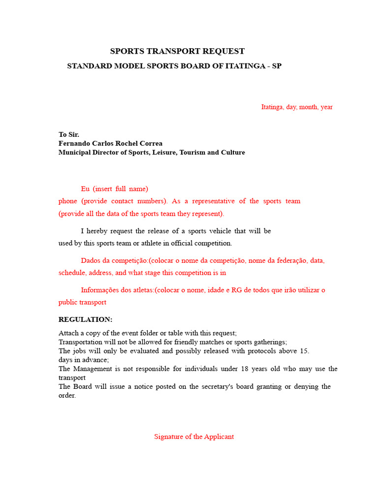 Transport Request Model For Competition Pdf
