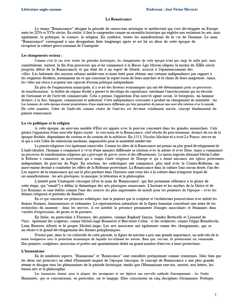 Comprendre la Renaissance en Europe | PDF | Renaissance | William ...