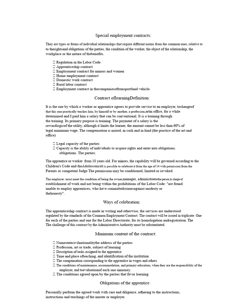 Understanding Special Employment Contracts | PDF | Apprenticeship ...