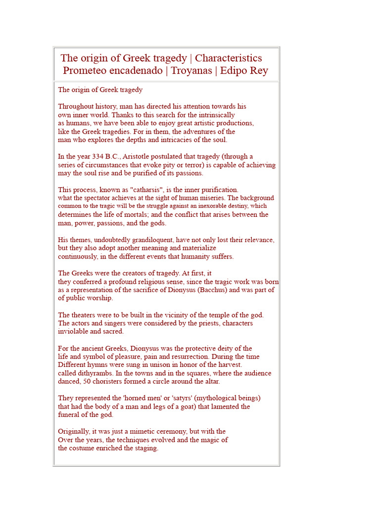 The Origin of Greek Tragedy | PDF | Sophocles | Greek Tragedy