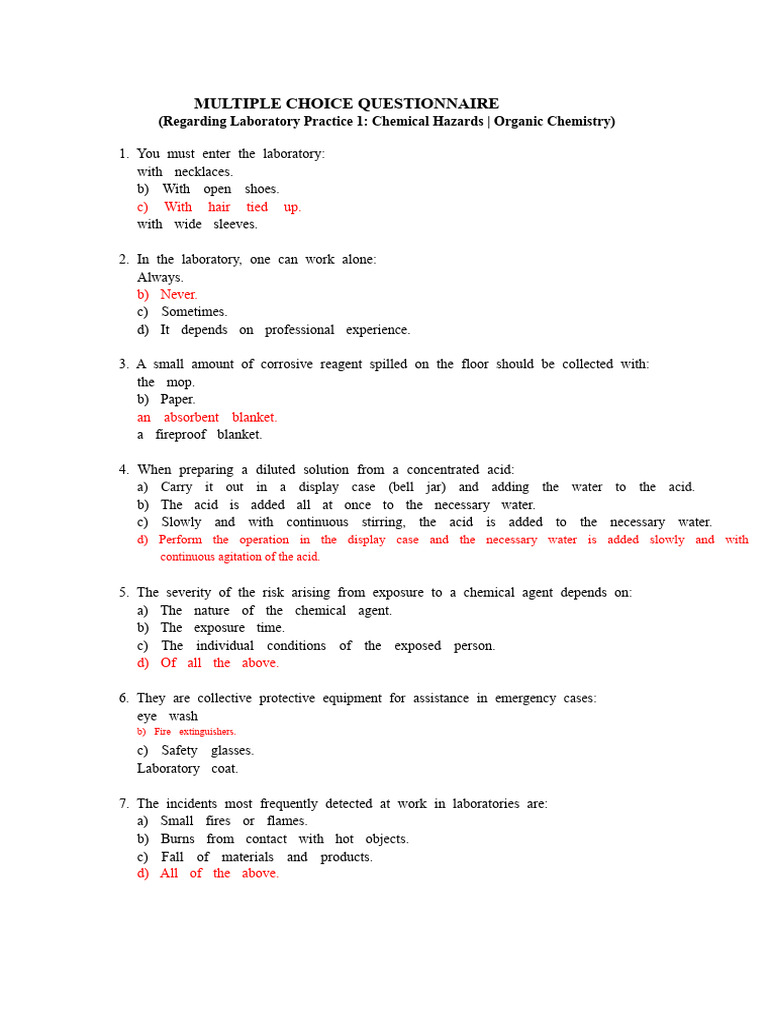 01 Week - Laboratory Questionnaire | PDF