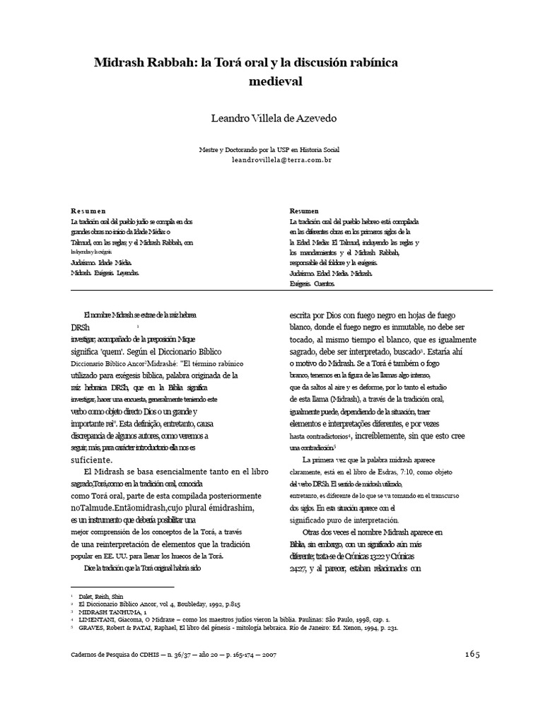 Midrash Rabbah: Exégesis y Tradición Oral | PDF | Midrash | Tora