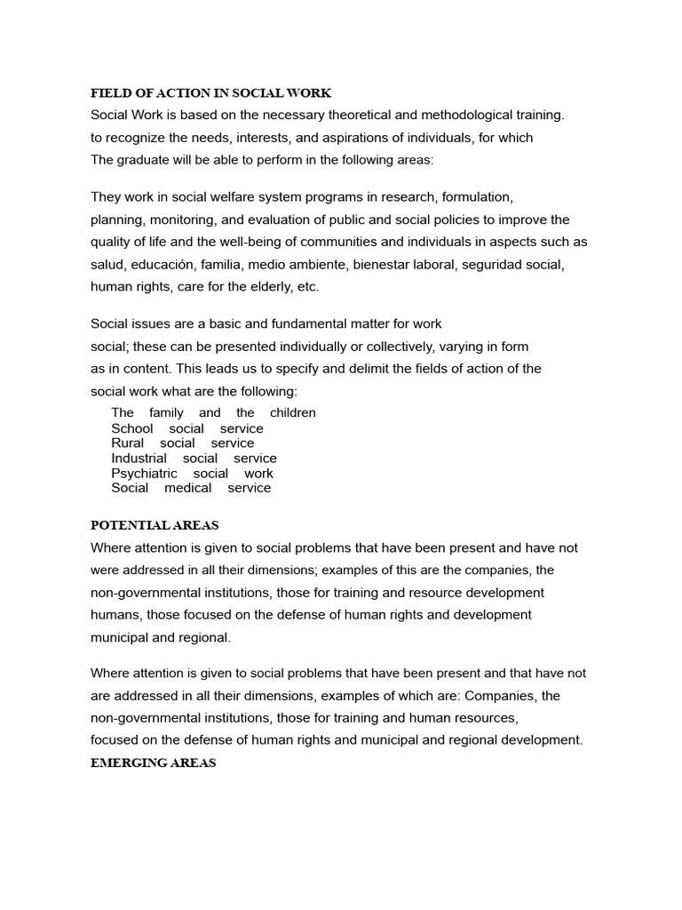 Fields of Action in Social Work | PDF | Social Work | Social Policy