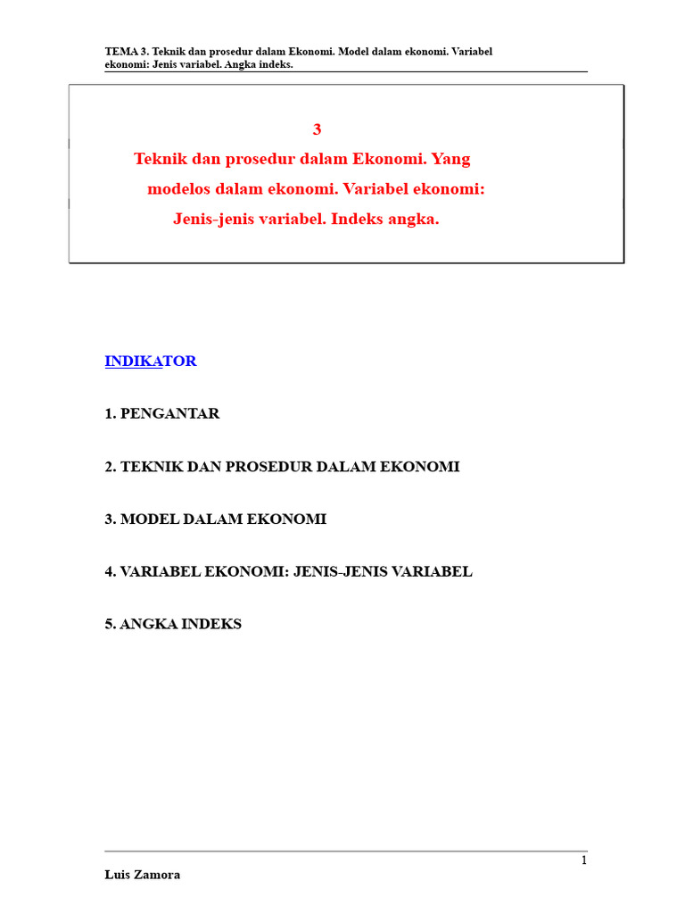 Teknik dan Model Ekonomi Variabel | PDF
