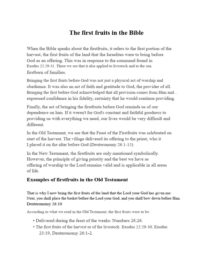 The Firstfruits in The Bible | PDF | Resurrection Of Jesus | Book Of ...