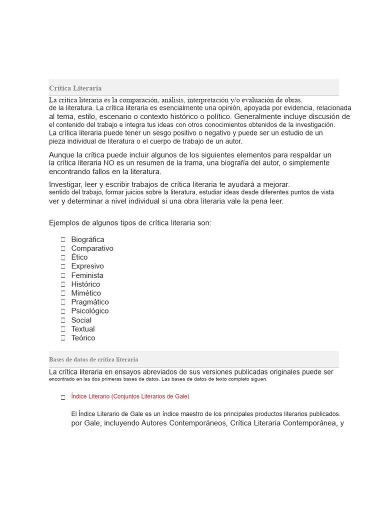 Guía Completa de Crítica Literaria | PDF | Crítica | Crítica literaria