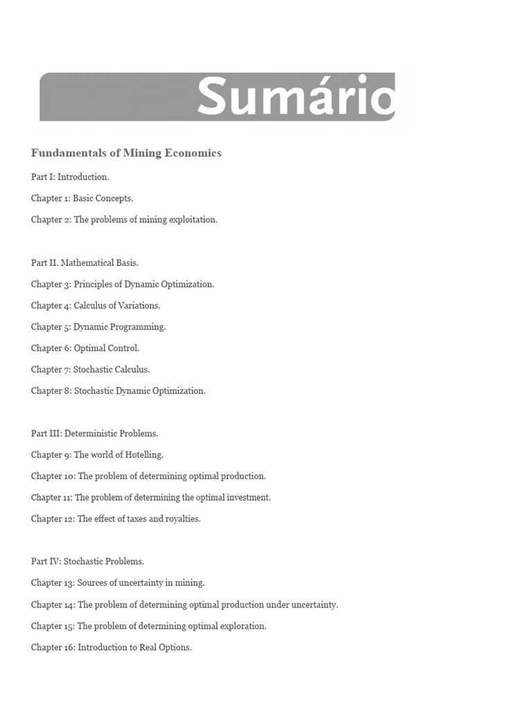 Fundamentals of Mining Economics Sum | PDF