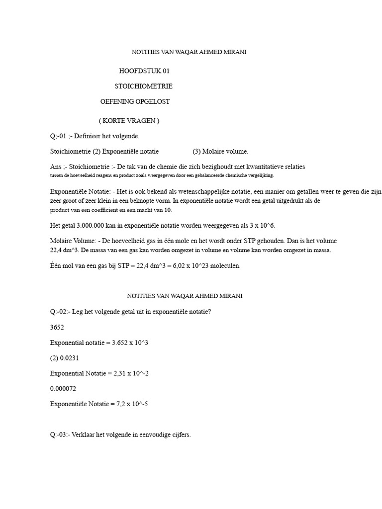 Hoofdstuk 01 Oefening Chemie | PDF