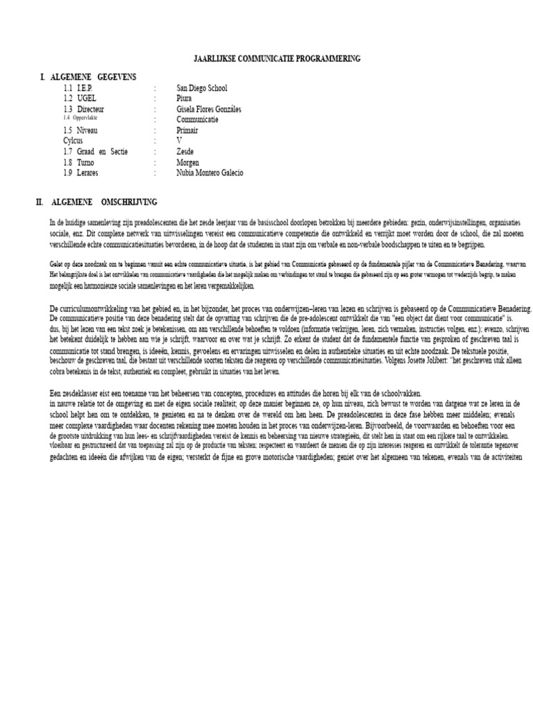 Programmering Communicatie - Zesde Klas | PDF