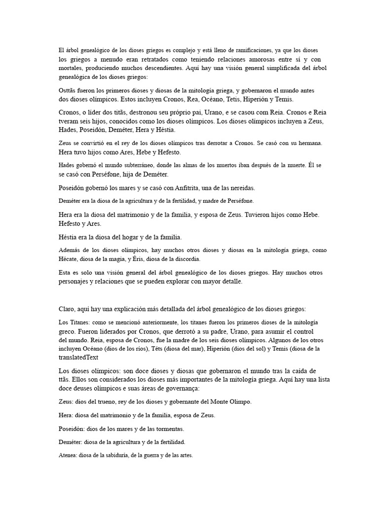 El Árbol Genealógico de Los Dioses Griegos Es Complejo y Está Lleno de ...