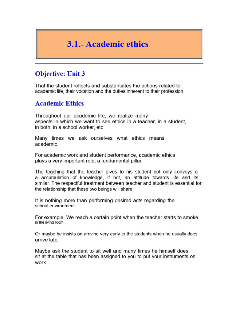 Ethics in The Academic Field | PDF | Teachers | Social Psychology