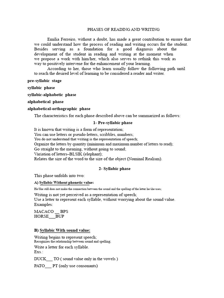 Understanding Reading and Writing Phases | PDF | Orthography | Writing
