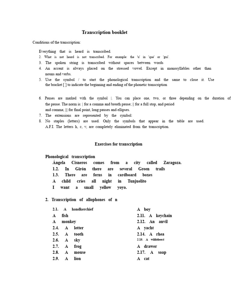 transcription booklet-3 | PDF | Linguistics | Phonetics