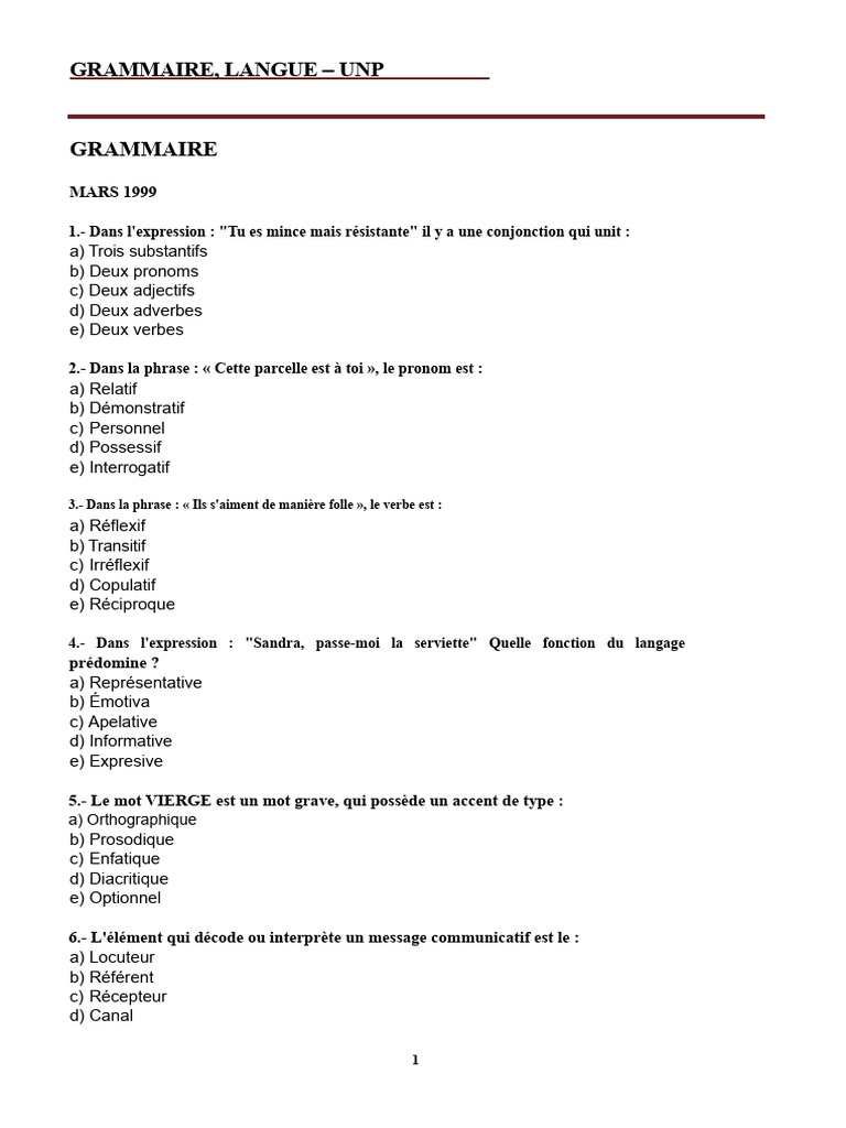 Exercices de grammaire et langue | PDF | Nom (grammaire) | Phrase