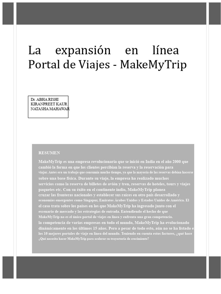 MakeMyTrip - Estudio de Caso Pre-Revisión | PDF | Emiratos Árabes Unidos | Internet