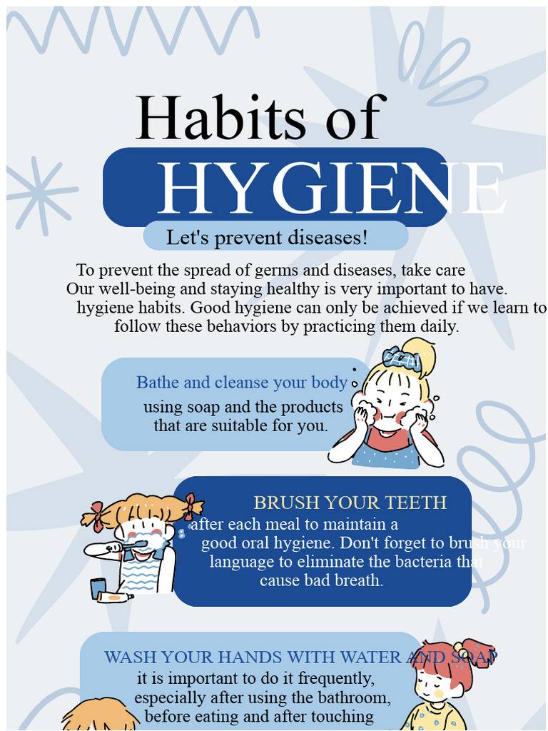 Infographic Illustrated Hygiene Habits Blue | PDF