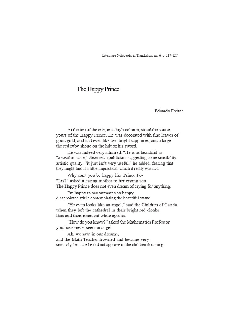 The Happy Prince: A Tale of Sacrifice | PDF | The Happy Prince And ...
