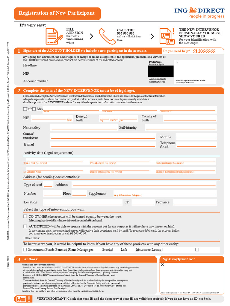 New Participant Registration Form | PDF | Identity Document | Banks