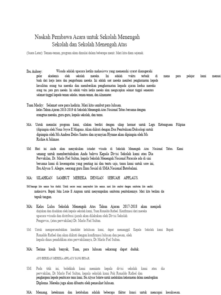 Skrip Contoh Untuk Pembawa Acara | PDF