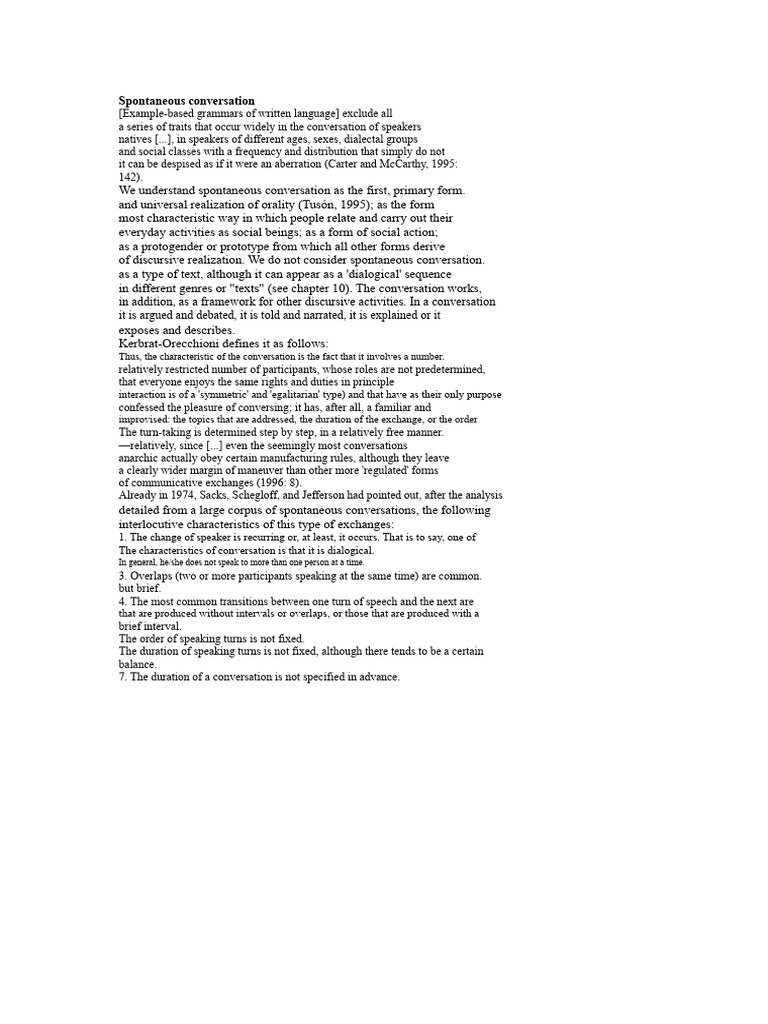 Understanding Spontaneous Conversation | PDF | Conversation | Linguistics