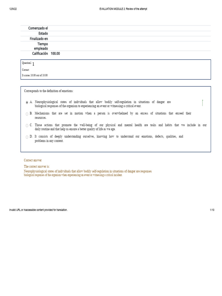 EVALUATION MODULE 2_ Review of the attempt | PDF | Anger | Emotions