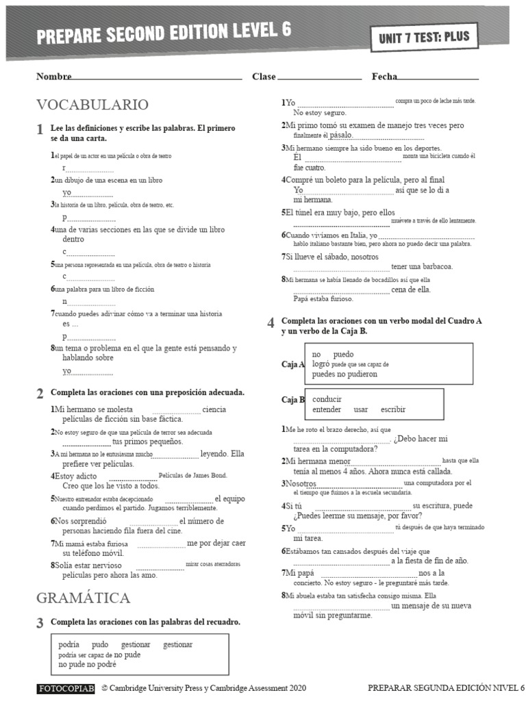 Ejercicios de gramática y vocabulario | PDF | Gramática