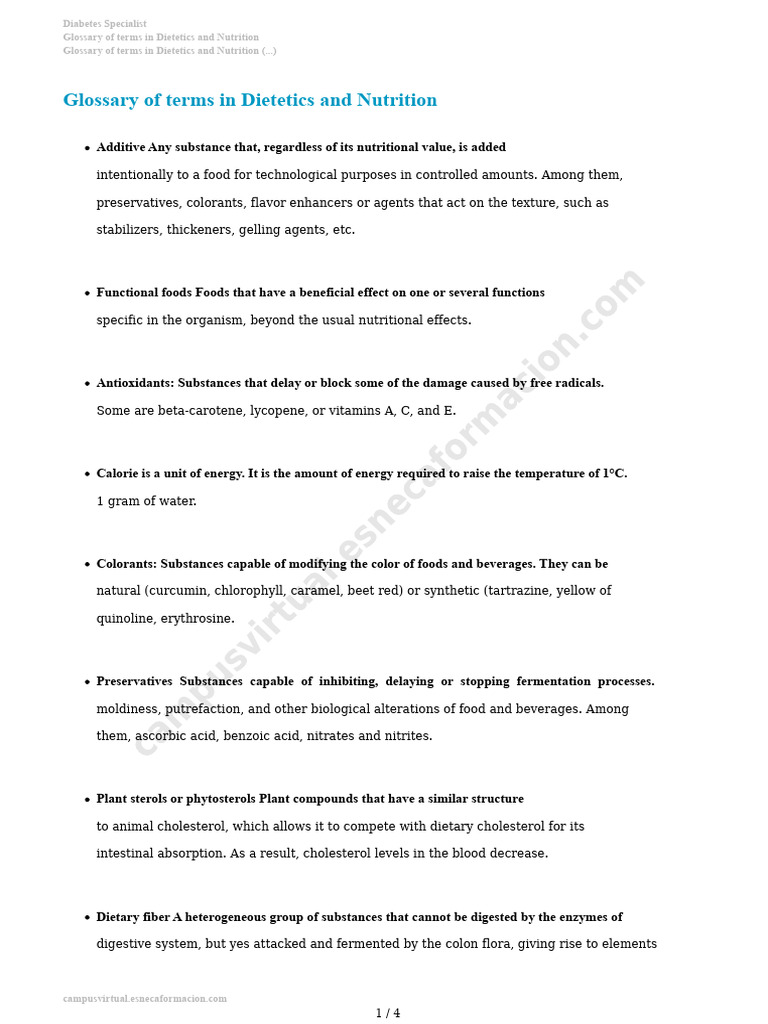 11 - Glossary of Terms in Dietetics and Nutrition | PDF | Carbohydrates ...