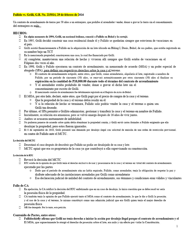 Civ Rev Digest Fullido Contra Grilli | PDF | Propiedad | Ley común
