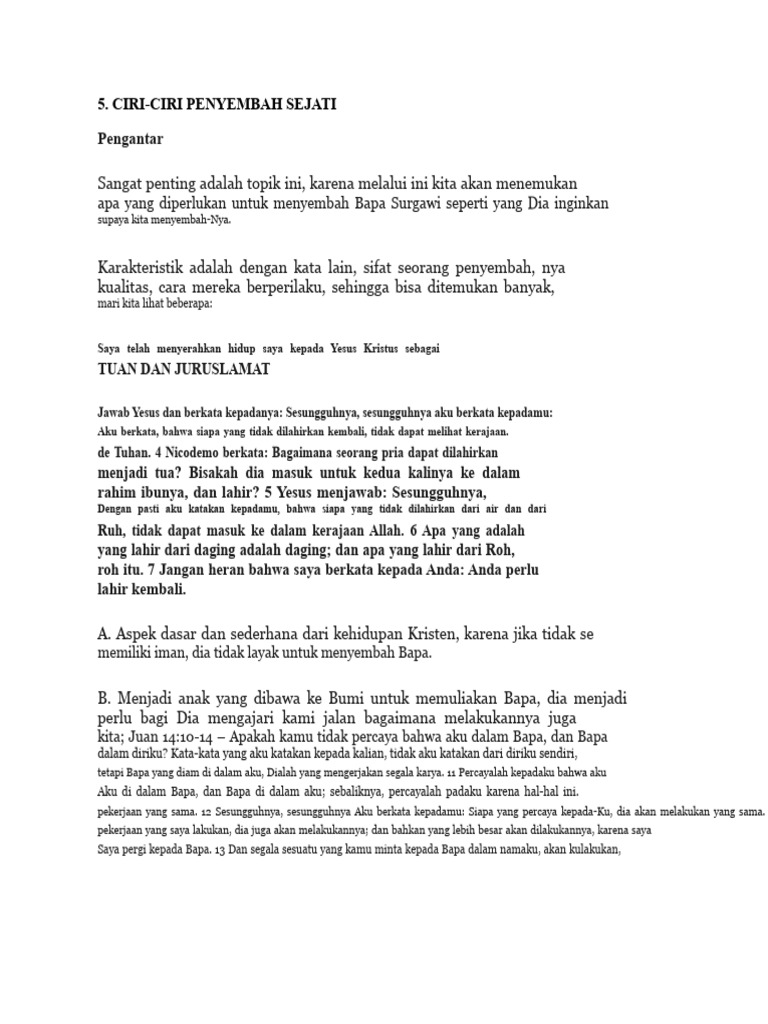 Ciri-Ciri Penyembah Sejati dalam Ibadah | PDF