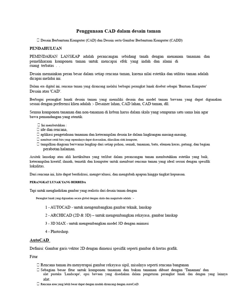 CAD untuk Desain Taman Modern | PDF