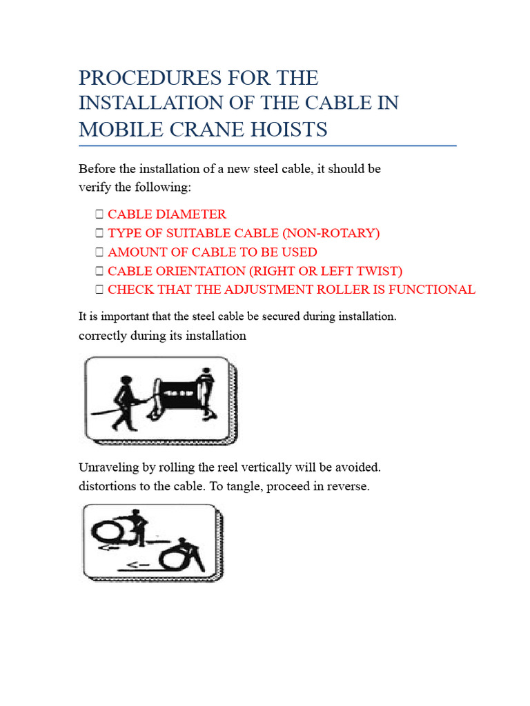 Mobile Crane Cable Installation Guide | PDF